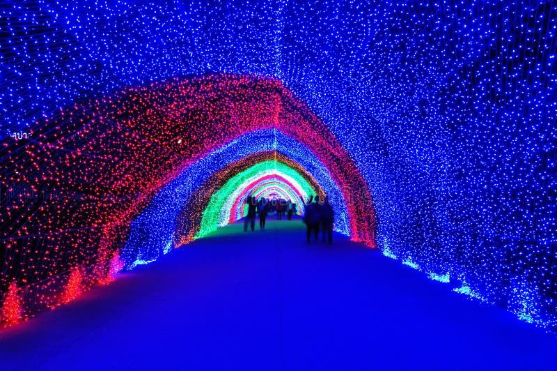 Rainbow LED Light Tunnel Festival Stock Image - Image of display ...