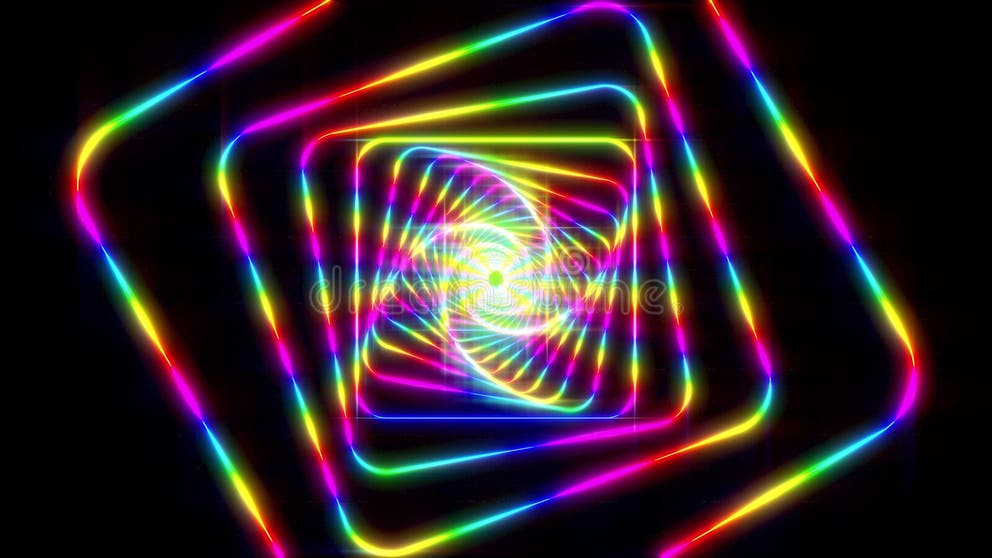 Rainbow Led Neon Tunnel Pulse Glow Star Light 3d Stock Illustration ...