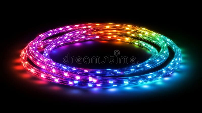 Rainbow LED Strip Lights Forming Circular Design Stock Illustration ...