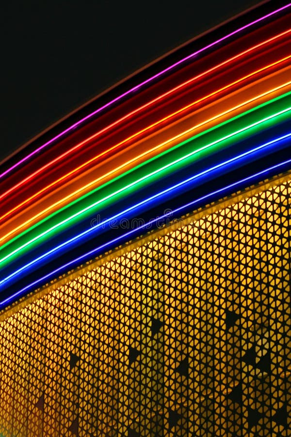 Rainbow of LED Strips. Decor on the Shopping Center Stock Photo - Image ...