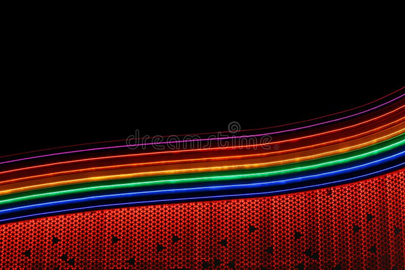 Rainbow of LED Strips. Decor on the Shopping Center Stock Photo - Image ...