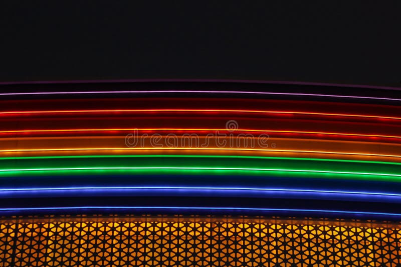 Rainbow of LED Strips. Decor on the Shopping Center Stock Image - Image ...