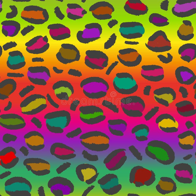 Abstract Retro Rainbow Leopard Skin Seamless Pattern . Stock Vector ...