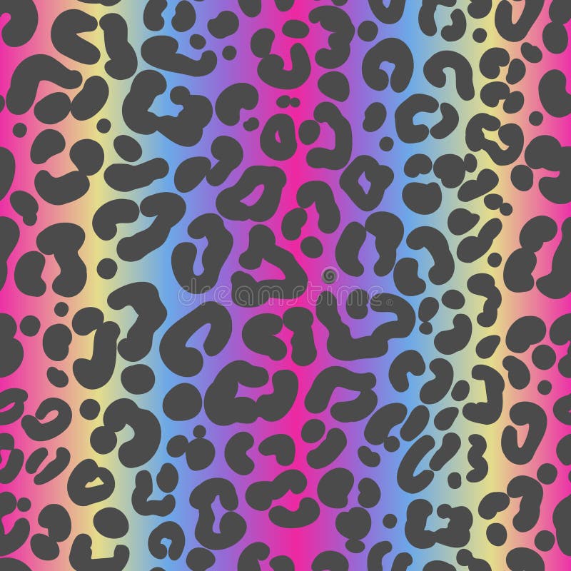 Rainbow Leopard Seamless Pattern. Bright Colored Spotted Background ...