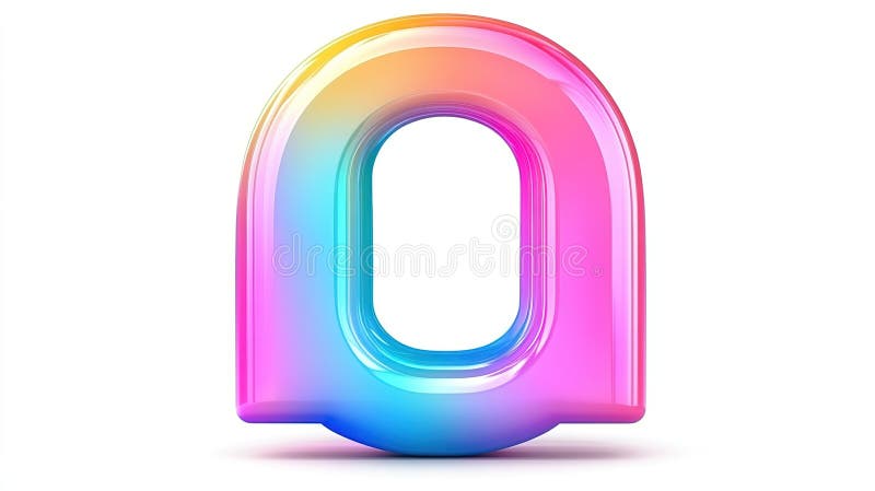Rainbow Letter O, Glossy, 3D Render, White Background, Design Element ...