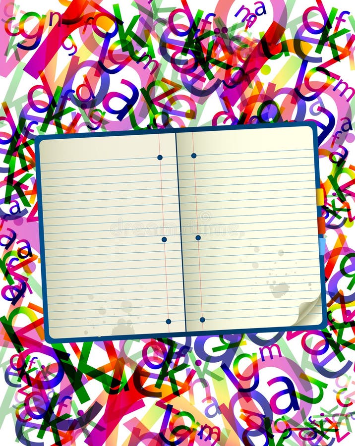 Rainbow Letters Abstract Background Composition with Notebook Stock ...