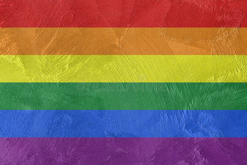 Rainbow Lgbtq Or Gay Pride Flag On Decorative Plaster Or Concrete