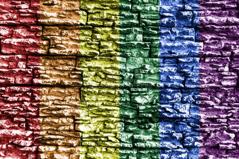 Rainbow LGBTQ or Gay Pride Flag on Decorative Plaster or Concrete ...