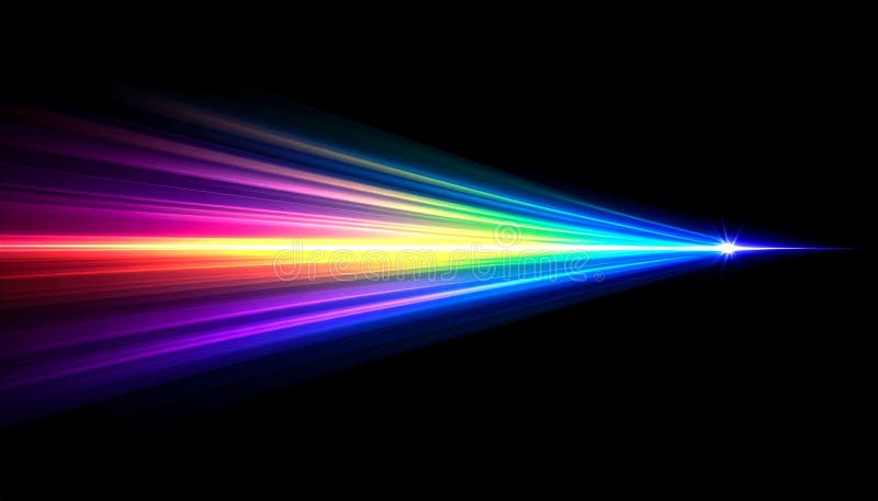 Rainbow Light Beam on Black Background Stock Illustration ...