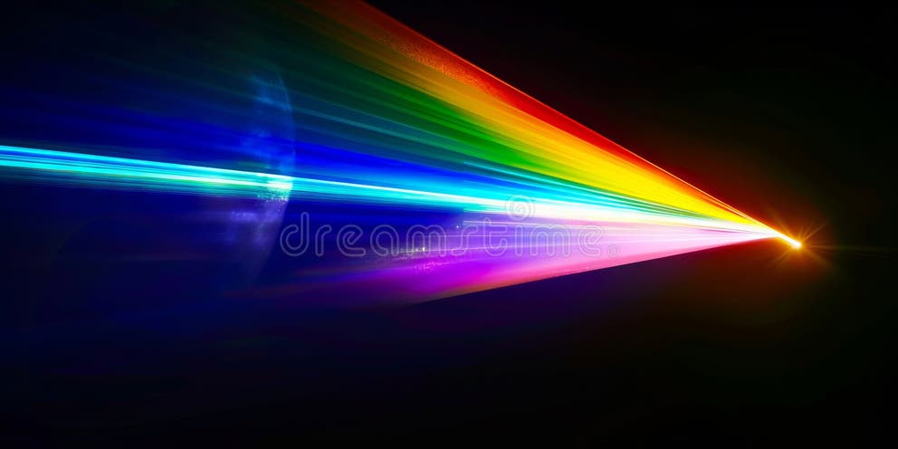 A Rainbow Light Beam is Shown in the Dark Stock Photo - Image of dark ...