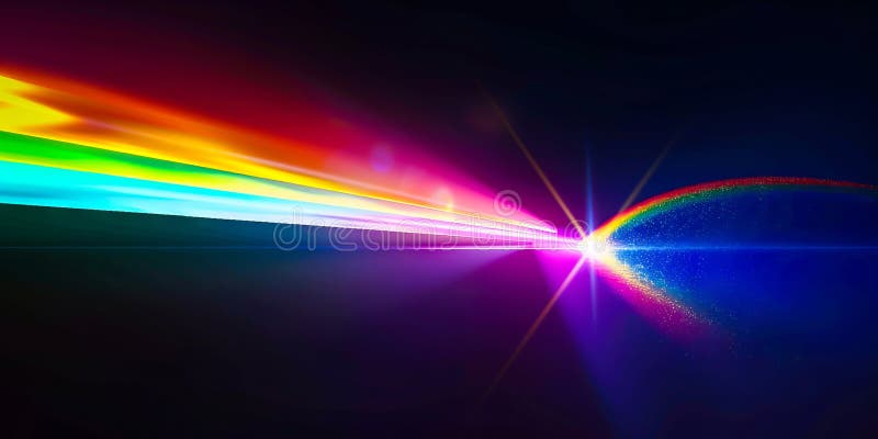 A Rainbow Light Beam is Shown in the Dark Stock Photo - Image of ...