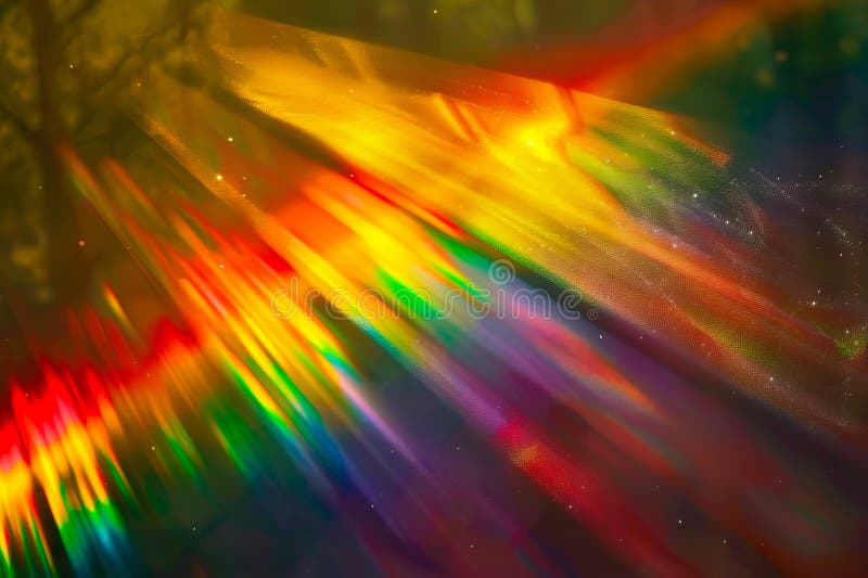A Rainbow Light Beams through the Trees Stock Photo - Image of abstract ...