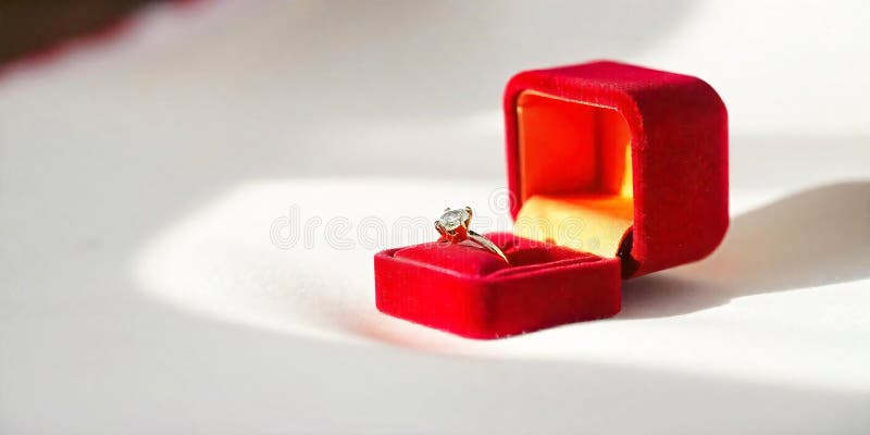 Rainbow Light Flows through a Red Velvet Engagement Ring Box with a ...