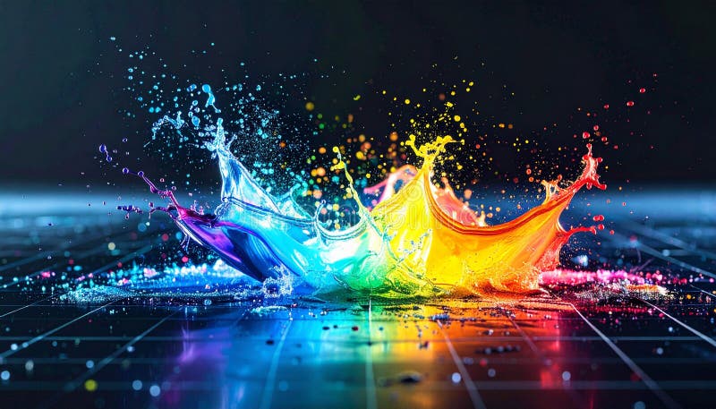 Rainbow Light Reflecting Futuristic Grids . Background Concept. Generated Image Stock Photo ...