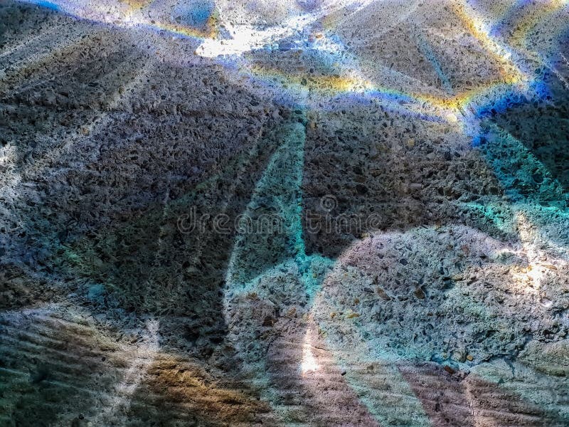 Rainbow Light Reflections Creating Colorful Patterns on Rough Concrete ...