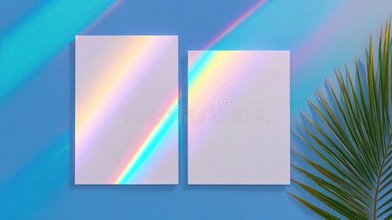 Rainbow Light Refraction Caustic Effect on Three Empty Vertical ...