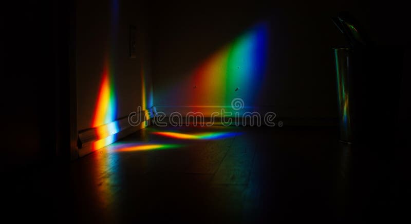 Rainbow Light Spectrum in Dark Room Stock Illustration - Illustration ...