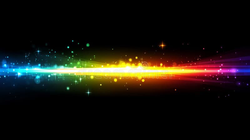Rainbow Light Streak with Sparkling Dust and Stars Stock Illustration ...