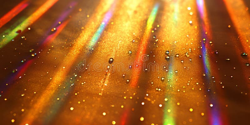 Rainbow Light Streaks Across a Wet Surface Stock Illustration ...
