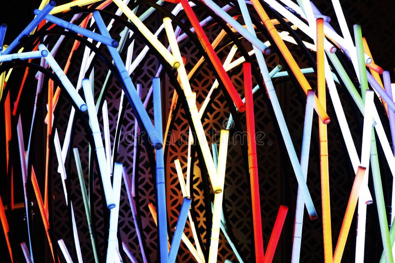 Rainbow Lighting Led Tubes with Black Backgrounds Stock Illustration ...