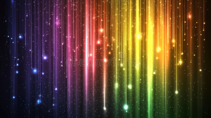 Rainbow Lights Falling with Sparkling Stars Stock Illustration ...