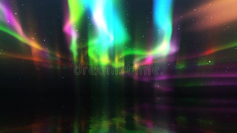 Rainbow Lights in the Sky Over Water 4K Loop Stock Video - Video of aurora, colorful: 260750577