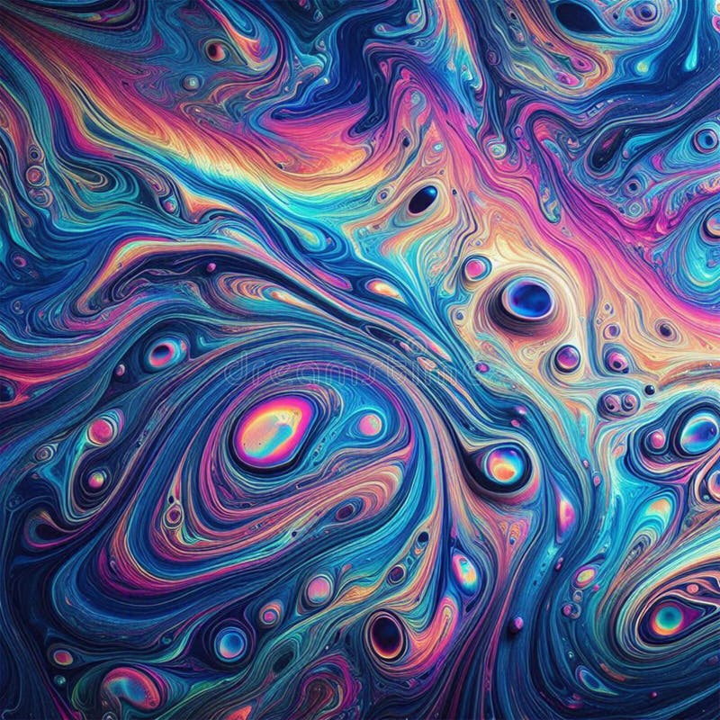 The Rainbow-like Sheen of an Oil Slick on Water, Swirling into ...