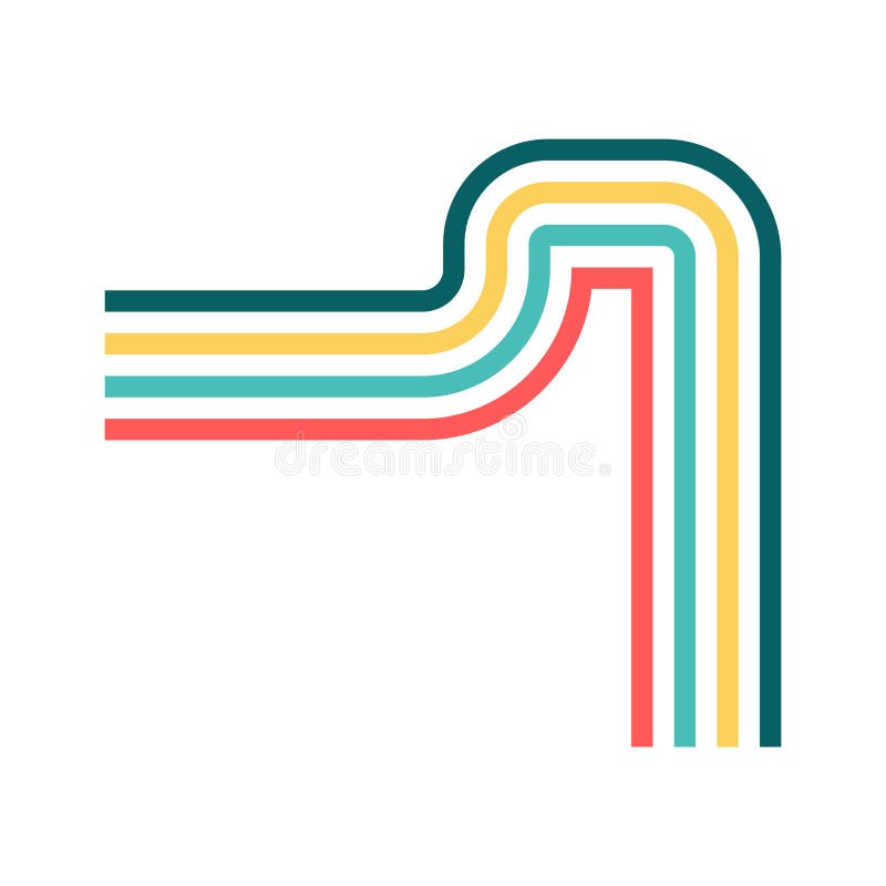 Hand Drawn Rainbow Line Illustration with Flat Cartoon Design. Stock ...