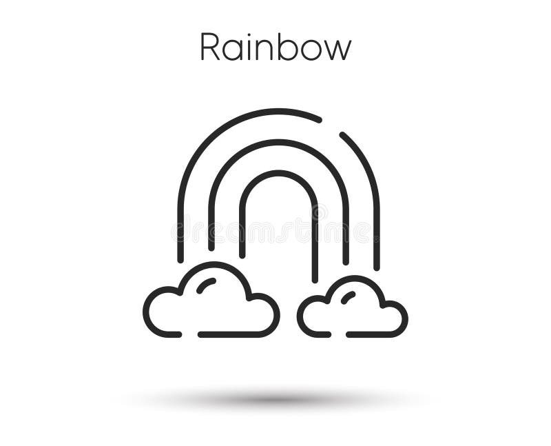 Rainbow Line Icon. Cloud Sky with Iridescent Light Sign. after Rain ...