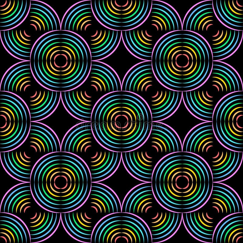 Rainbow Lines on a Black Background Seamless Vector Pattern Stock ...