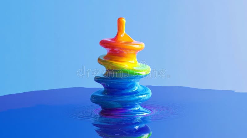 Rainbow Liquid Abstract Art: Vibrant Swirls and Reflections Stock ...