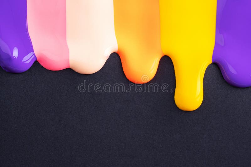 Pink Liquid Drops of Paint Color Flow Down on White Canvas. Abstract ...