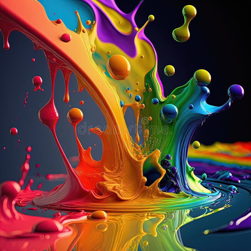 Rainbow Liquid Paint Splash. Abstract Colorful Background Stock ...