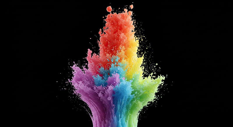 Rainbow Liquid Splash Explosion Colorful Paint Burst Stock Illustration ...