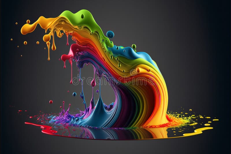 Rainbow Liquid Splash: a Vibrant Explosion of Color Stock Illustration ...