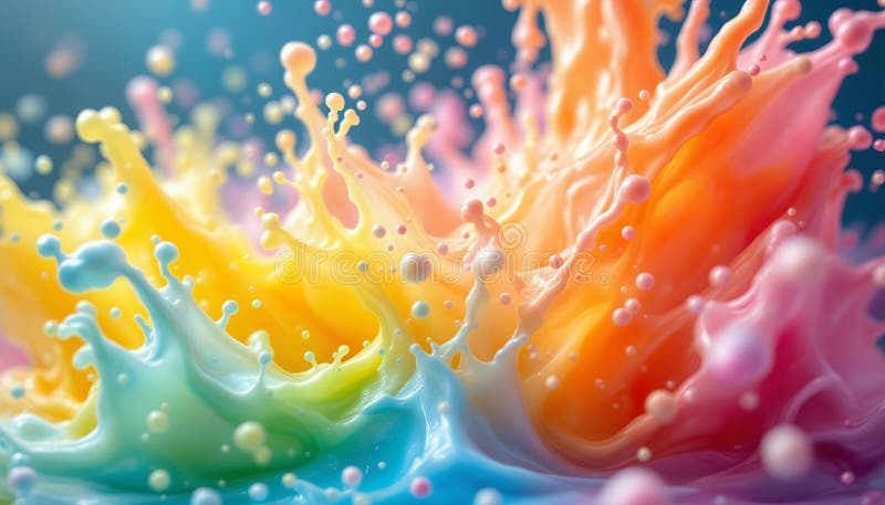 Rainbow Liquid Splash: a Vibrant Explosion of Color, a Dynamic Symphony ...