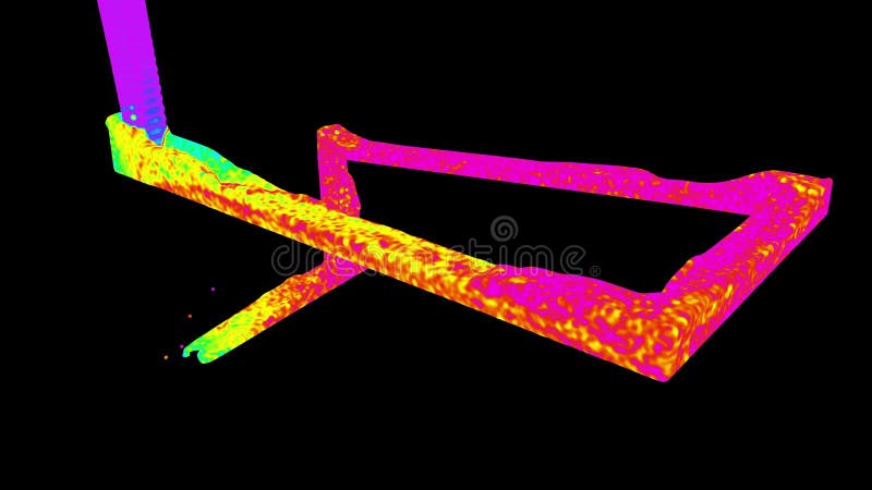 Rainbow Liquid Water Flow on Black Bg 3d Stock Illustration ...