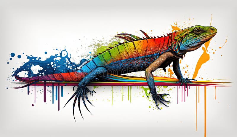 Rainbow Lizard Abstract Art Stock Illustration - Illustration of ...