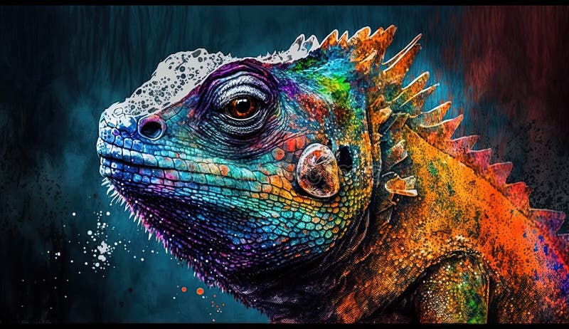 Rainbow Lizard Abstract Art Stock Illustration - Illustration of ...