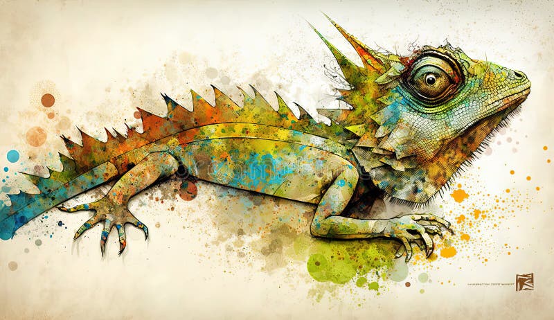 Rainbow Lizard Abstract Art Stock Illustration - Illustration of ...