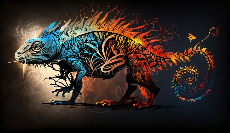 Rainbow Lizard Abstract Art Stock Illustration - Illustration of ...