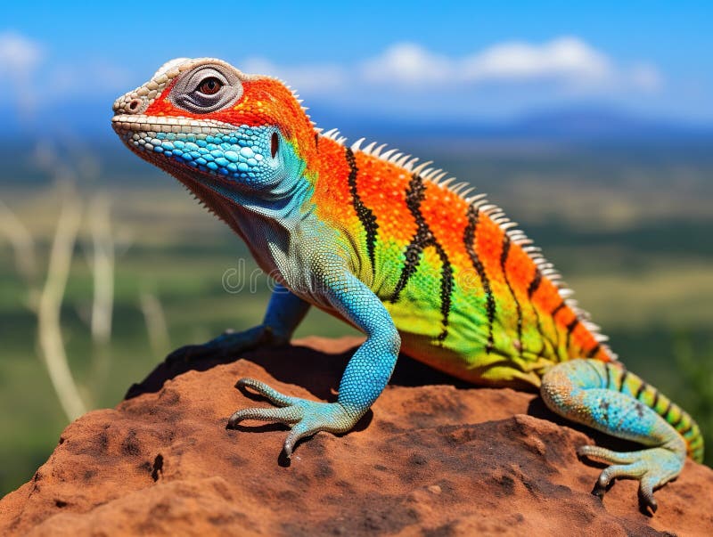 Rainbow Lizard Made with Generative AI Illustration Stock Illustration - Illustration of rock ...