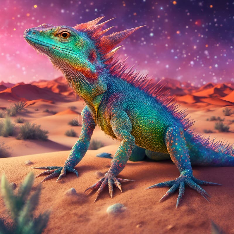 Rainbow lizard stock illustration. Illustration of spikes - 288439199