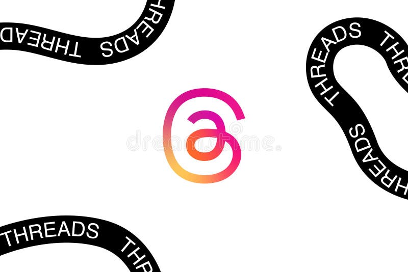 Rainbow Logo of Threads Instagram App with Design Curve Text of Threads ...