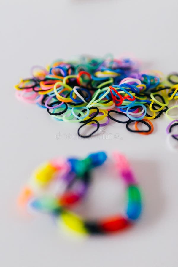 Rainbow loom bands stock image. Image of bright, bunch - 54387379