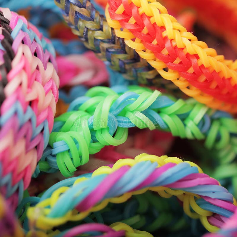 Rainbow loom bands stock image. Image of bright, bunch - 54387379