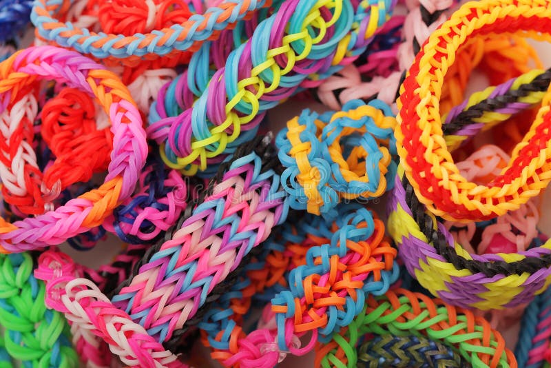 Rainbow loom bands stock image. Image of bright, bunch - 54387379