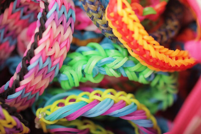 Rainbow loom bands stock image. Image of bright, bunch - 54387379