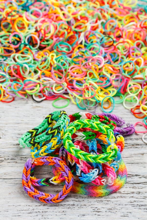 Colorful Rainbow Loom Bracelet Stock Image - Image of fashion, single ...