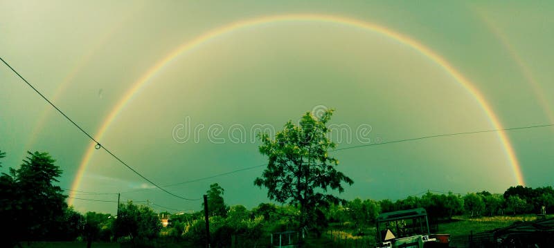 Rainbow stock photo. Image of arco, tree, heaven, nature - 91332690